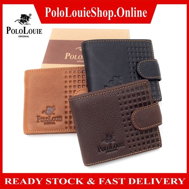 Original Polo Louie Men's Genuine Leather Button Wallet Check Pattern ...