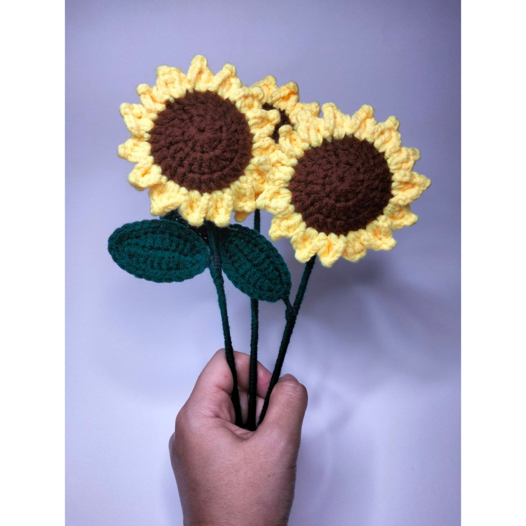 Sunflower Crochet/ No bouquet!!/ Flower Only/ Bunga Matahari Kait ...