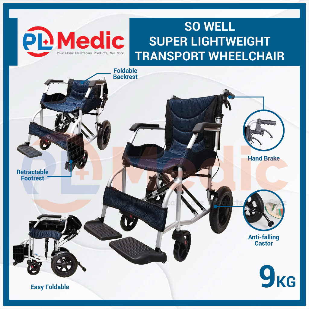 [SOWELL] 16" Seat Super Lightweight Transport Wheelchair with ...