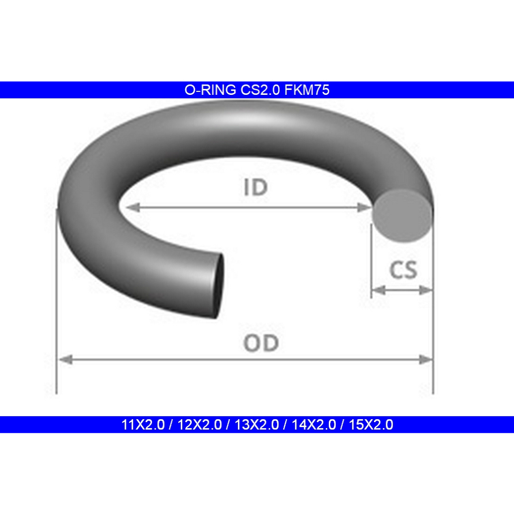 O-Ring CS 2.0MM FKM75 ( ID 11 / 12 / 13 / 14 / 15 x 2.0 ) FKM 75 Shore ...