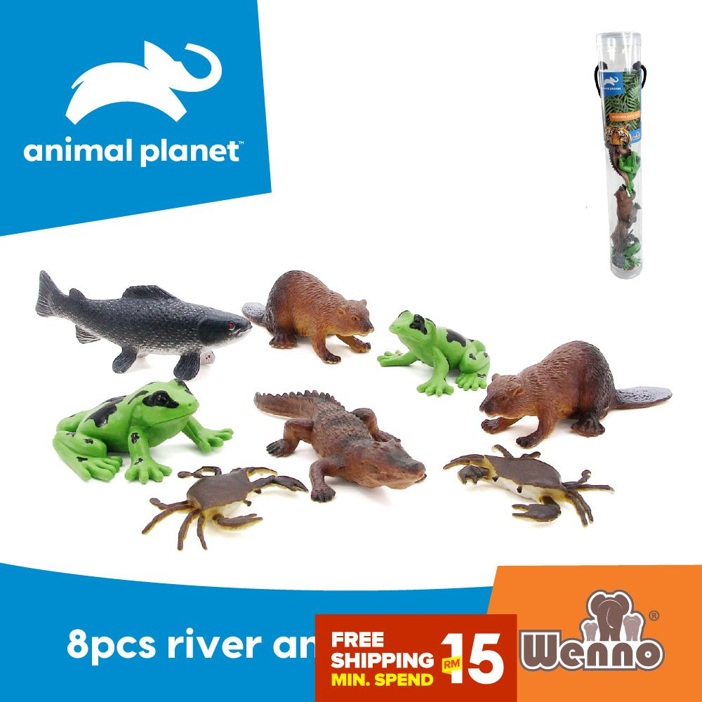 Wenno x Animal Planet 8pcs River Animals in tube Educational Realistic ...