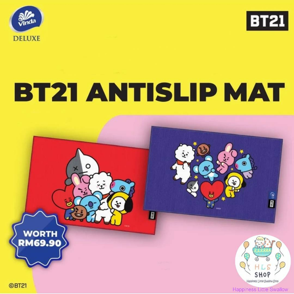 Vinda BT21 ANTISLIP MAT-(Red/Purple/Blue/Yellow) | Shopee Malaysia