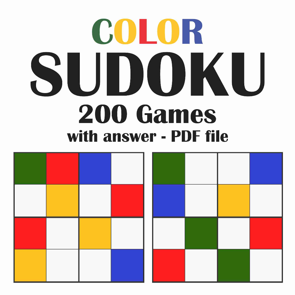 [Softcopy PDF] Color Sudoku for Kids 200 Games with Answer Math Games ...
