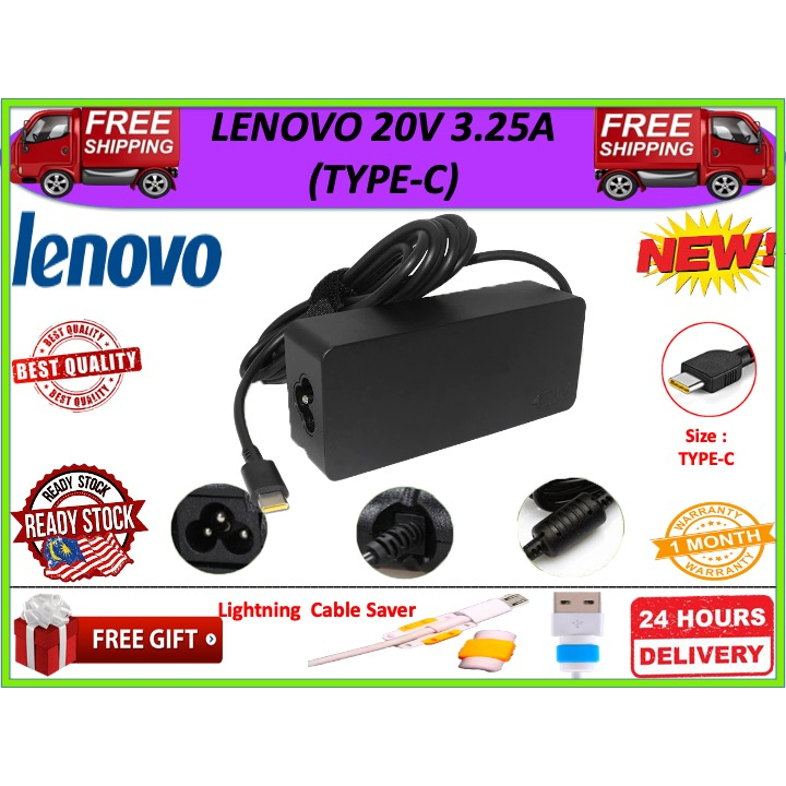Lenovo 65w 20V 3.25A USB (USB TYPE-C) For PA-1650-46 GX20P92530 ...