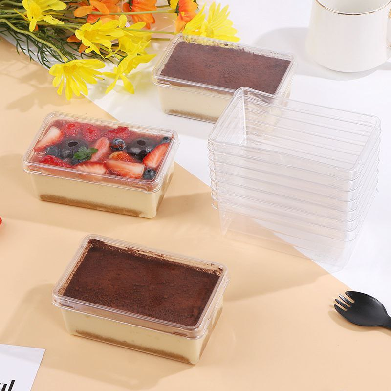 AR - (10 Pcs) 250ml/350ml/Round/Square Clear Mousse Cake Box Tiramisu ...