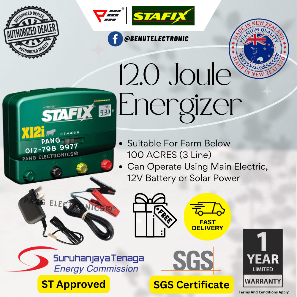 Stafix X12i Mains/Battery Energizer Electric Fence Pagar Elektrik Pagar ...