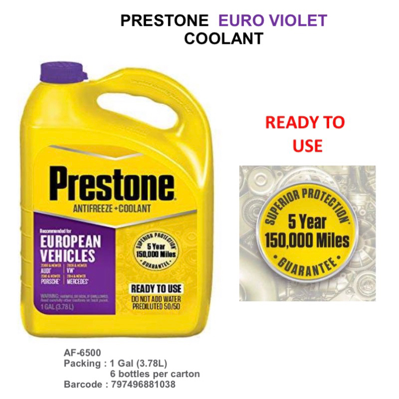 PRESTONE EURO VIOLET COOLANT AF-6500 1Gal - MADE IN USA | Shopee Malaysia
