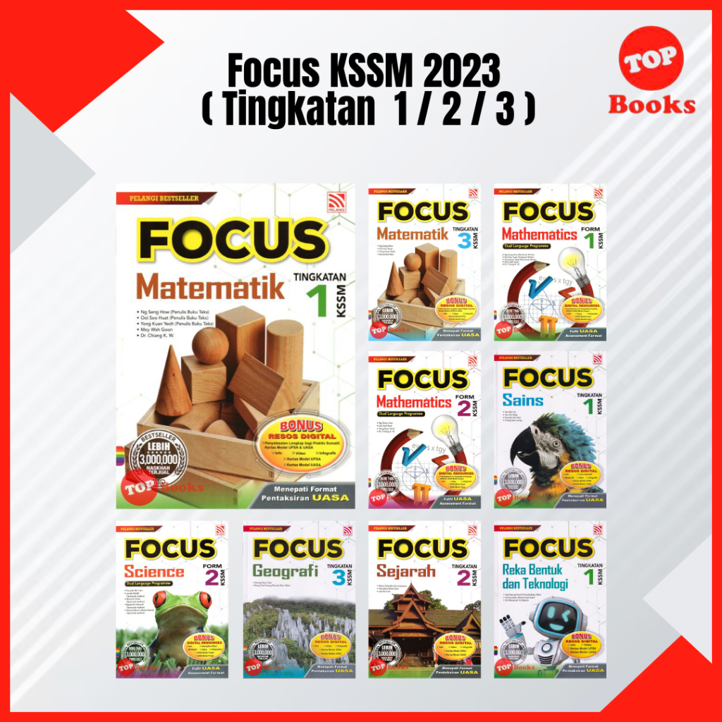 [TOPBOOKS Pelangi] Buku Rujukan : Focus Tingkatan 1/ 2 / 3 KSSM (2023) | Shopee Malaysia