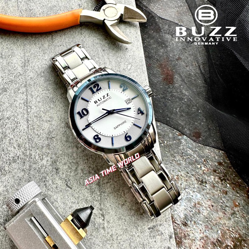 [Original] Buzz 8104G BUTT-15 Automatic Sapphire Men's Watch with White ...