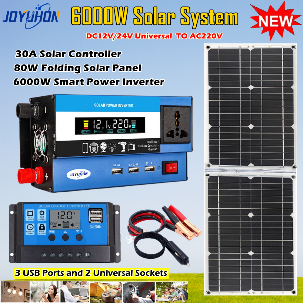 JOYUHON Solar System Power Inverter DC12V/24V TO AC220V 6000W inverter ...