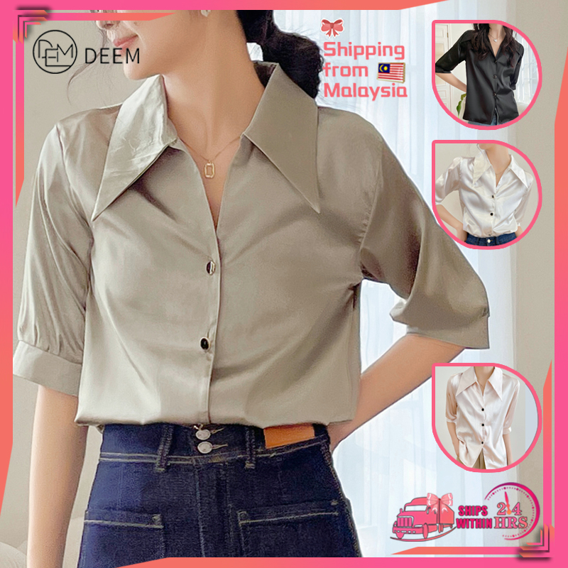 DEEM Bright Blouse Four Colors Korean Half-sleeve Women Shirt Casual ...