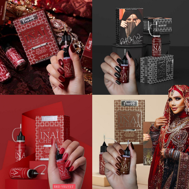 * CHE TA INAI 10 ML caremel * midnight * marroon rose * red velvet & MAWAR HITAM LIPSTICK ...