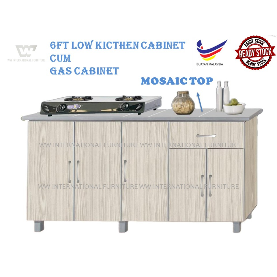 WWS ~ 6ft Low Kitchen Cabinet cum Gas Cabinet/ 6 kaki Kabinet dapur ...