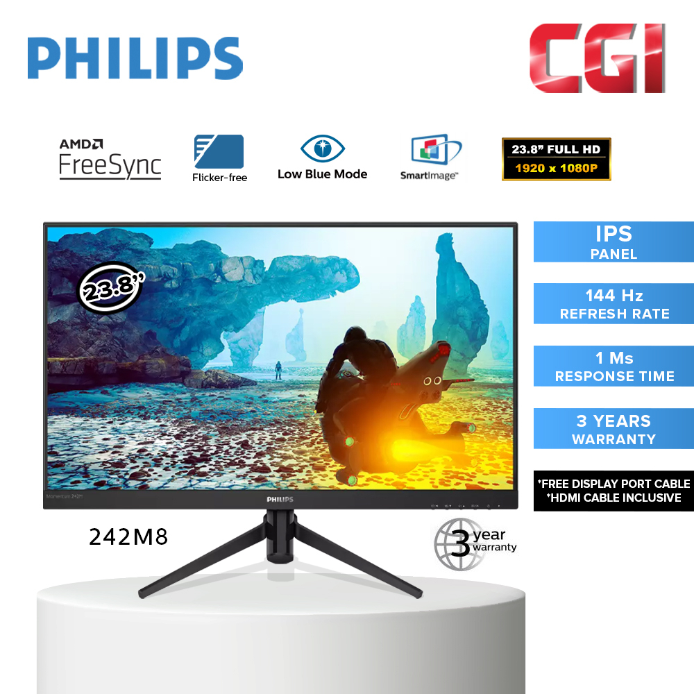 Philips LED Monitor 242M8 23.8 FHD IPS 144Hz 1ms FreeSync Gaming ...