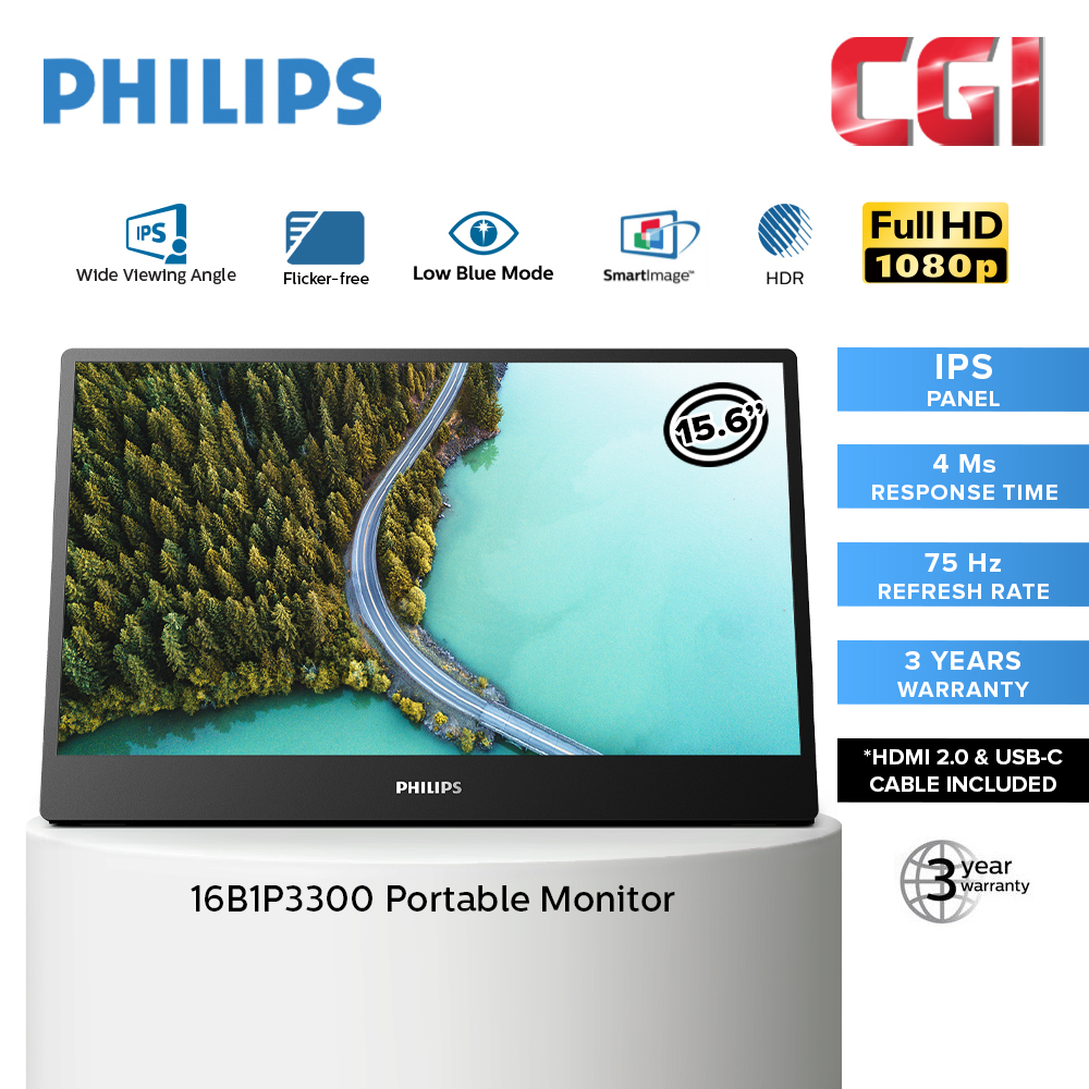 Philips IPS FHD HDR USB-C Multi Angle Stand Business Portable Monitor ...