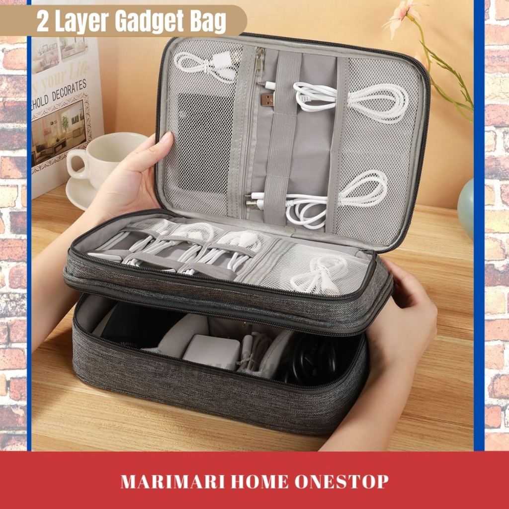 Upgrade 2 Layer Zip Travel Electronic Digital Bag Gadget Organizer ...