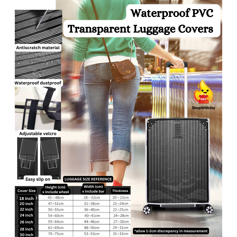 【ShopWithJoy】 Waterproof Luggage Cover Transparent PVC Suitcase Cover ...