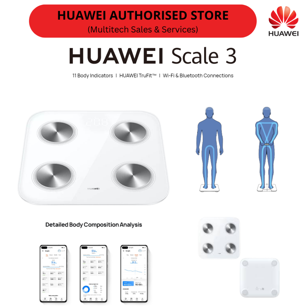 HUAWEI Scale 3 Smart Fat BMI Body Scale | Wi-Fi & Bluetooth Connection ...