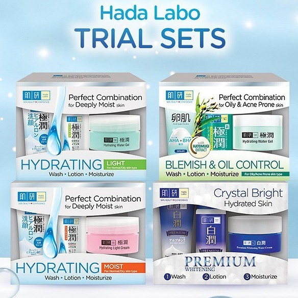 Hada Labo Trial Set [Cleanser + Lotion + Moisturizer] (4 types to ...