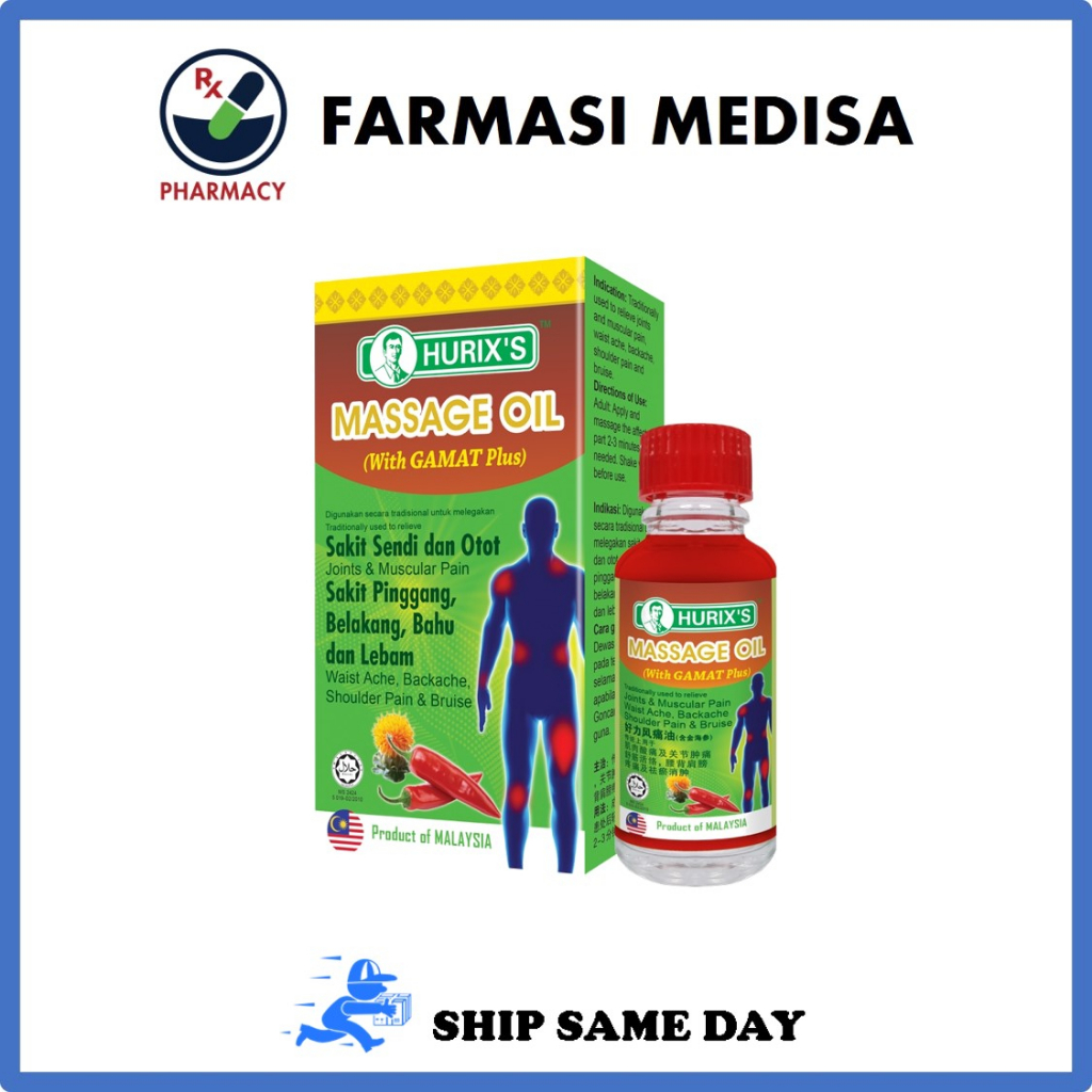 Hurix Massage Oil with Gamat Plus relieve muscle pain backache shoulder ...