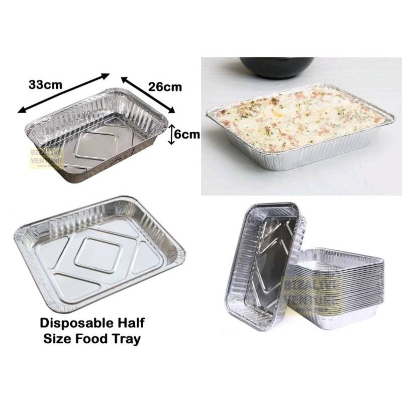(10pcs) Half Size Disposable Aluminium Foil Tray | Baking Tray | Buffet ...