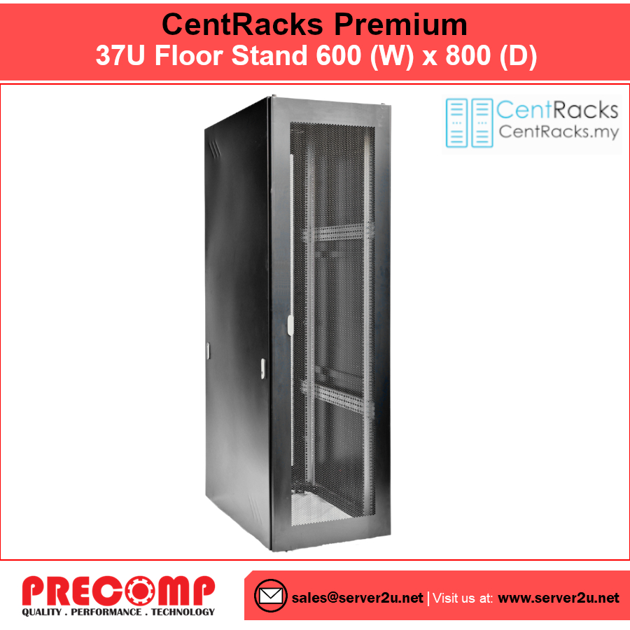 CentRacks Premium 37U (37U x 60cm x 80cm) Floor Stand Server Rack ...