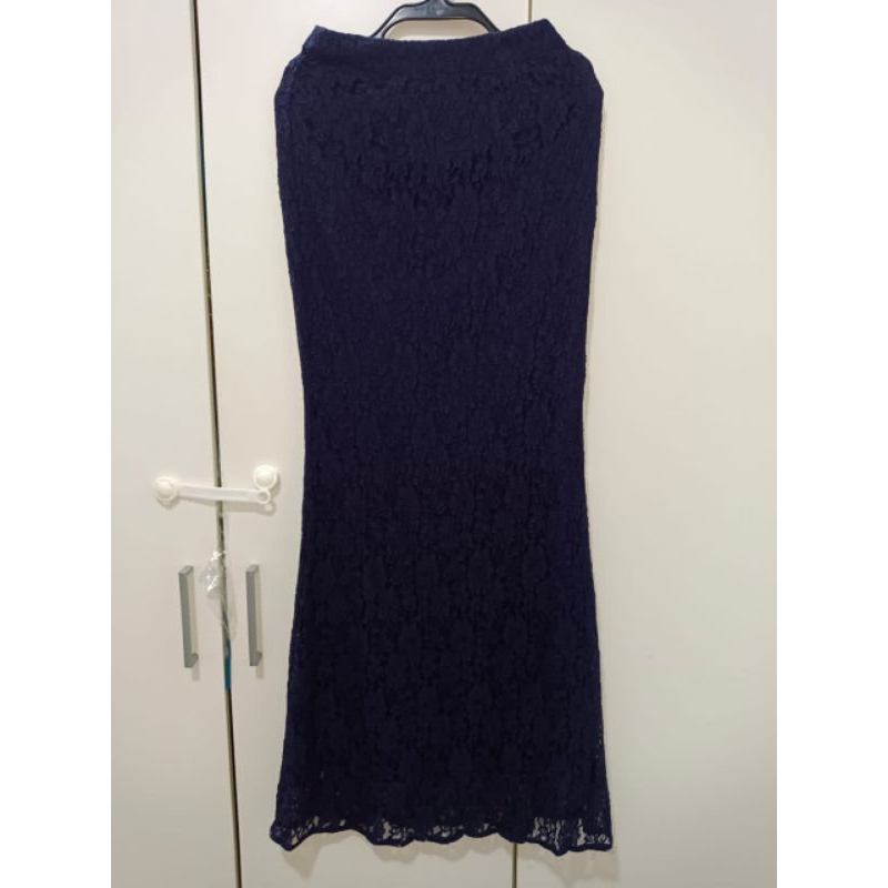 Lace Skirt Full Lining Navy Blue Kain Labuh Muslimah Attire | Shopee ...