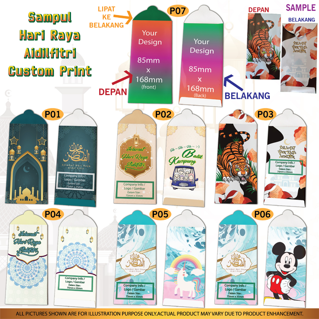 Sampul Duit Raya Aidilfitri Cetak Custom Print Money Pocket Quantity ...