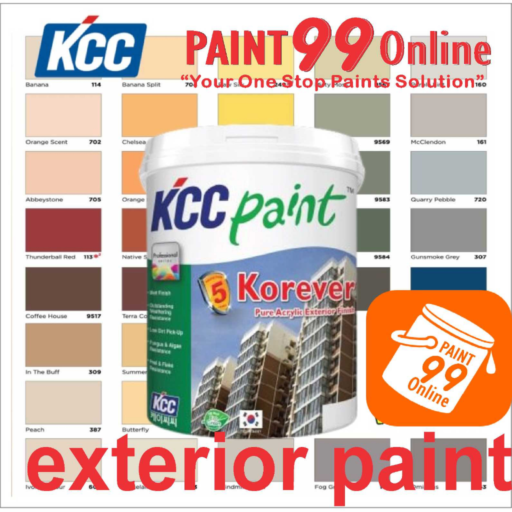 18L ( 18 LITER ) KOREVER KCC PAINT EXTERIOR ACRYLIC FINISH / CAT LUAR KCC / paint99 | Shopee ...