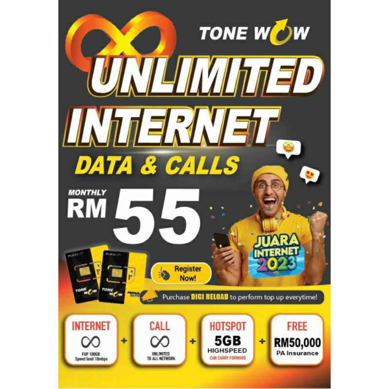 SIM card PERCUMA. Hanya pilih pelan saja. Promosi ToneWow (Unlimited ...