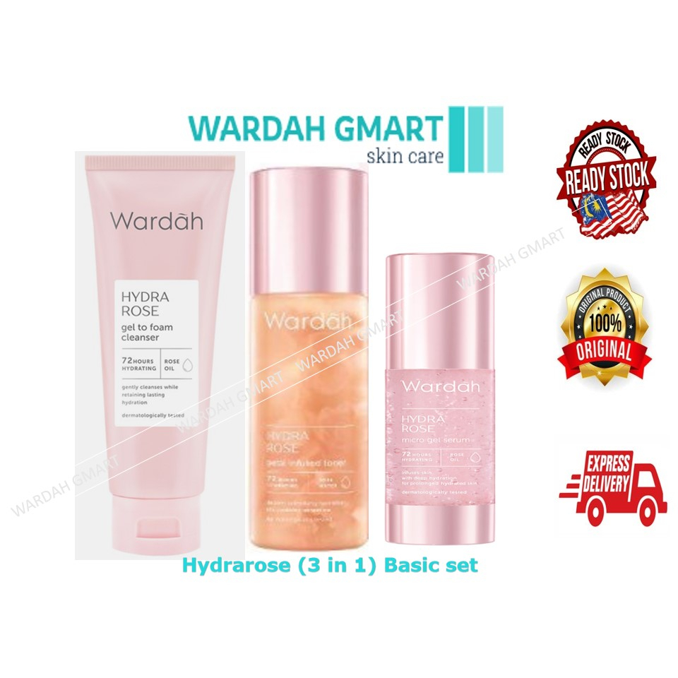 Wardah Hydra Rose Series complete set (Hydrating/Repair Skin Barrier ...