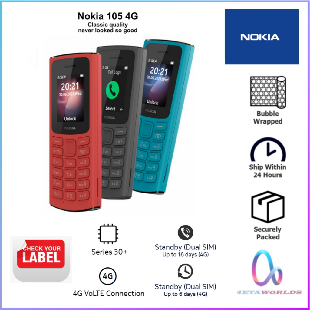 [Ready Stock] Nokia 105 4G Network with dual-SIM card [Warranty by ...