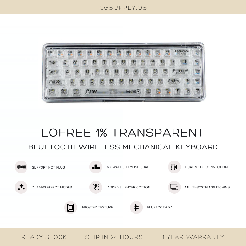 LOFREE 1% Transparent Bluetooth Wireless Mechanical Keyboard | Shopee ...