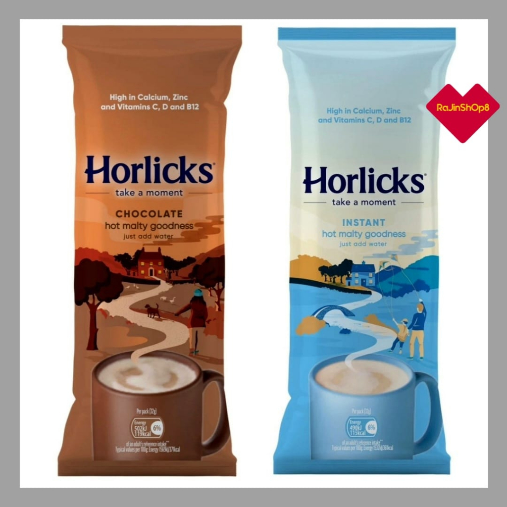 Horlicks Chocolate / Instant Hot Malt Goodness Sachets , 32g UK ...