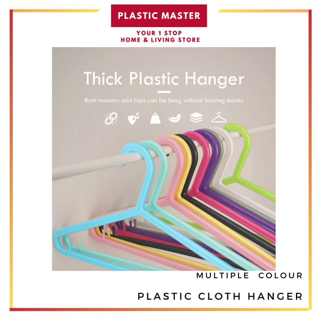 Plastic Hanger 1PCS Cloth Hanger Multiple Colour High Quality Plastic ...