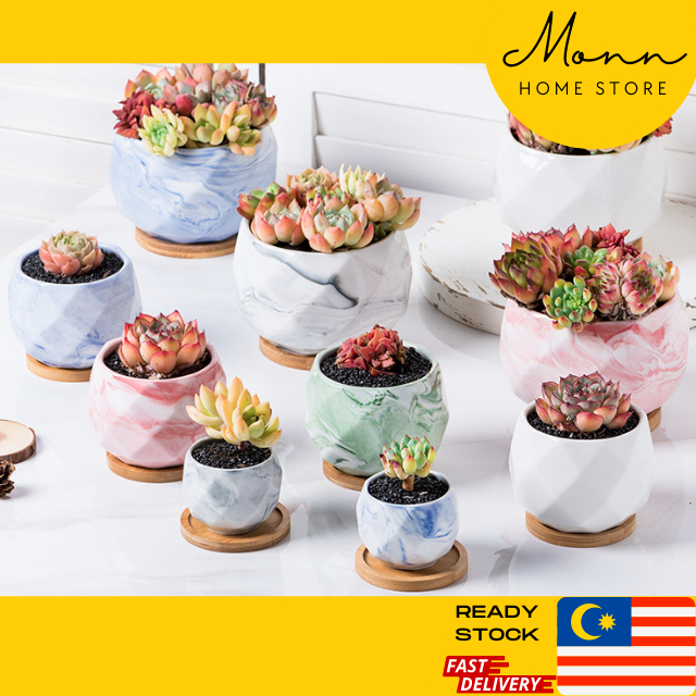 [READY STOCK] MONN Mini Colored Marble Handmade Ceramic Pot for ...