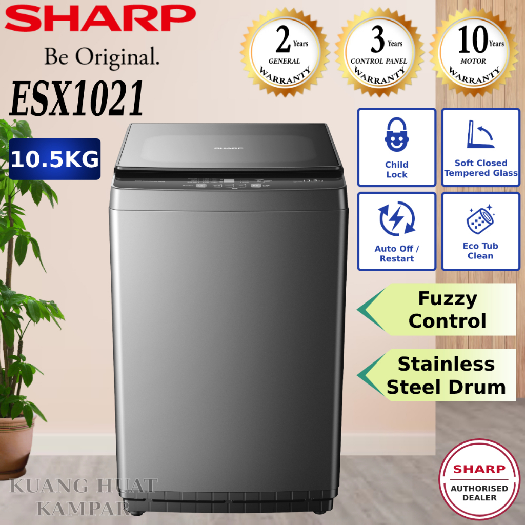 SHARP 10.5KG TOP LOADING WASHING MACHINE ESX1021 | Shopee Malaysia