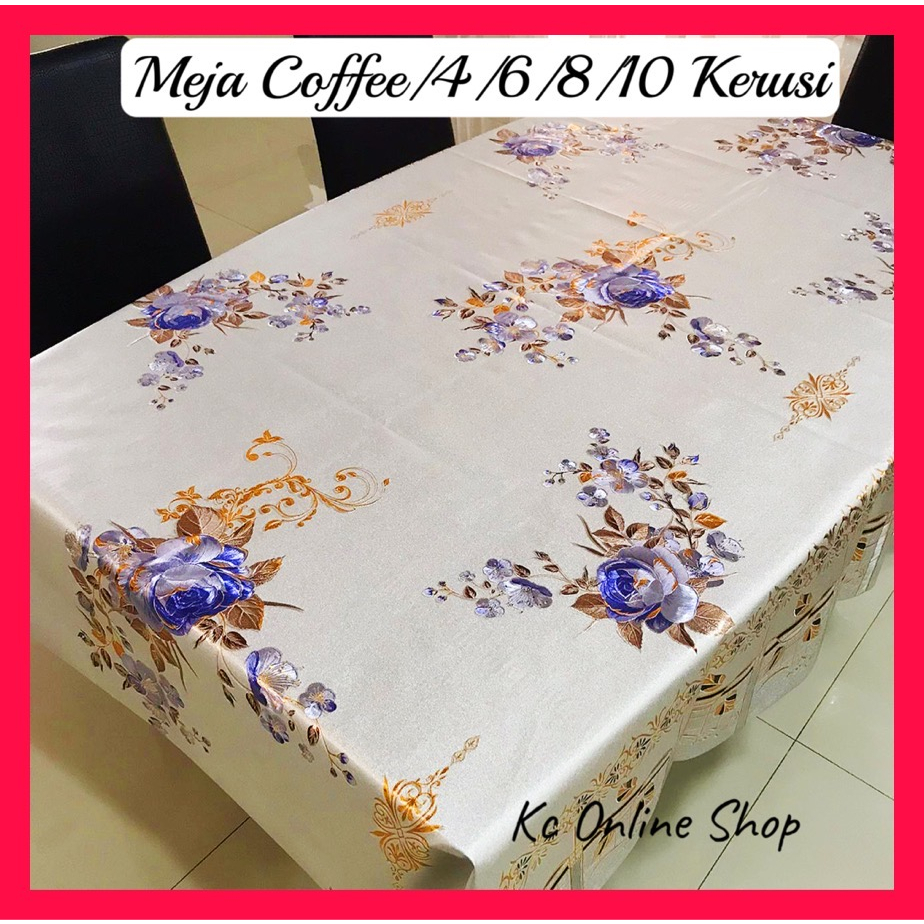 Lapik Meja Korea Warna 3D Bunga Alas Meja Waterproof ( Meja coffee/4/6 ...