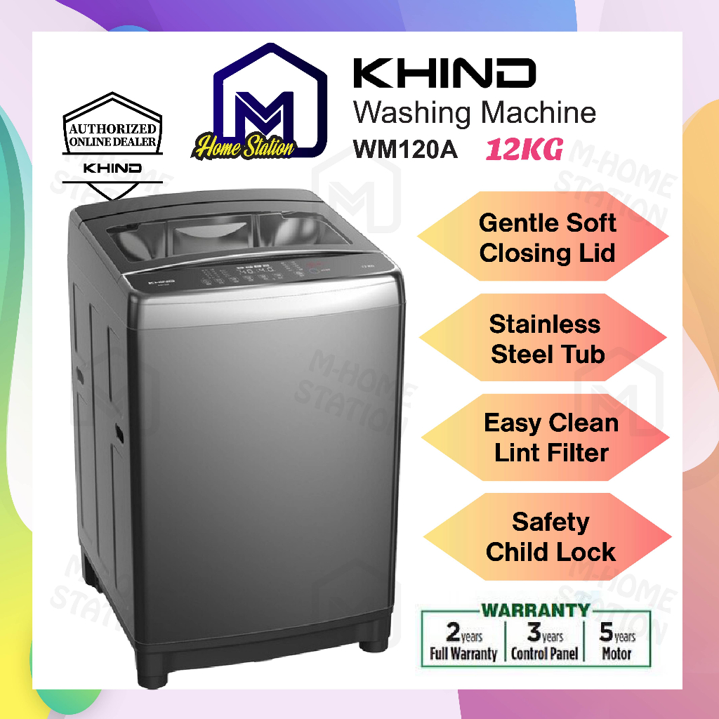 Khind Fully Auto Washing Machine Washer 12kg WM120A / 10kg WM100A ...
