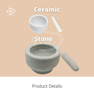 YU Ready Stock Granite Stone Mortal And Pestle Set / Ceramic Mortal and ...