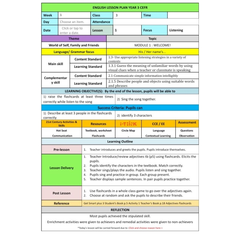 YEAR 3 RPH / LESSON PLAN BAHASA INGGERIS SK & SJK (SOFTCOPY) | Shopee ...