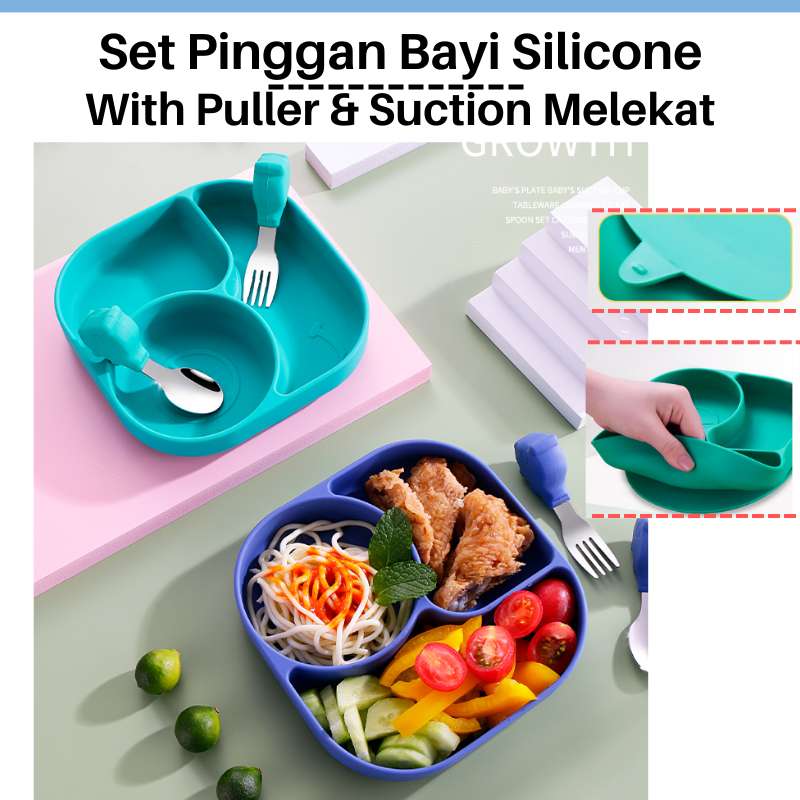 Set pinggan baby Pinggan silicon baby melekat Silicone plate baby Plate ...