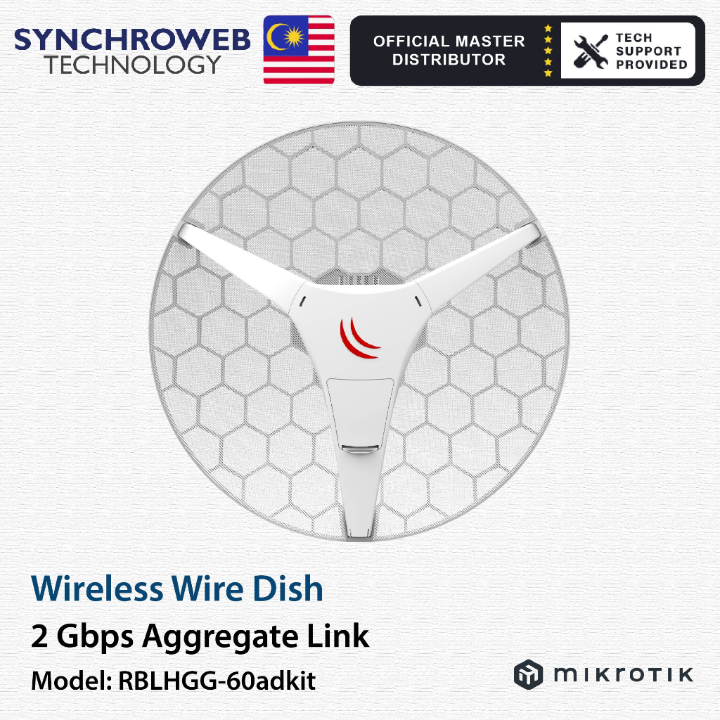 Mikrotik Wireless Wire Dish 2 Gb/s aggregate link up to 1500m+ without ...