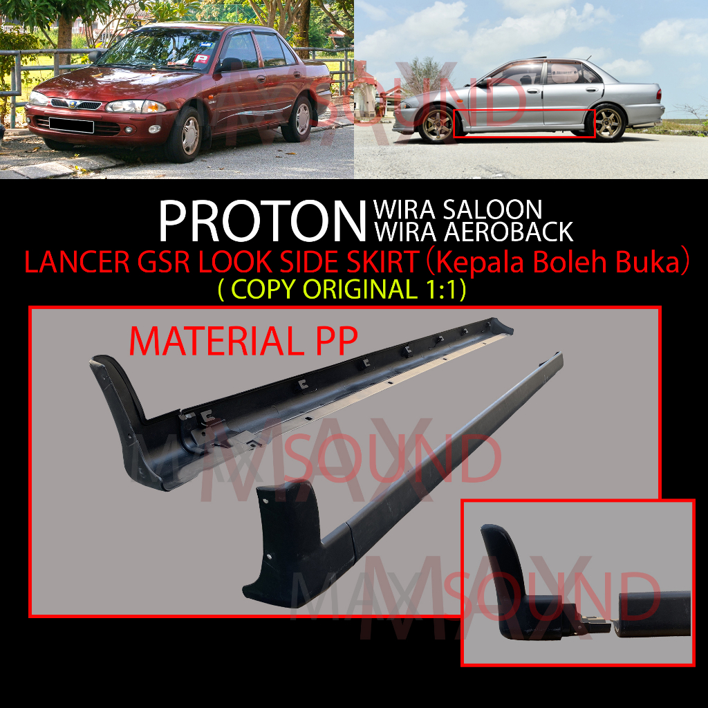 Proton Wira Saloon Sedan Aeroback Lancer GSR Side Door Lower Skirt ...