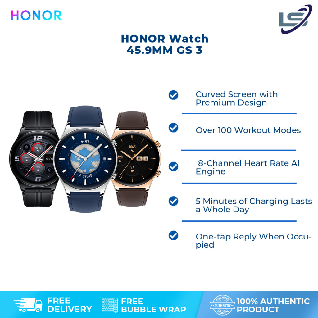 Honor Watch GS 3 45.9mm | 8-Channel Heart Rate AI Engine | Fast ...