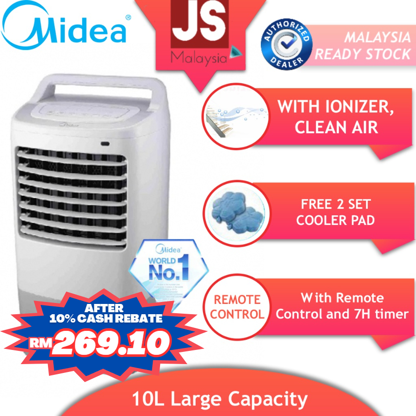 Midea Air Cooler 10L Large capacity Ionizer Remote Control MAC-120AR ...
