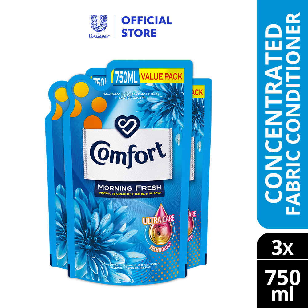Comfort Concentrated Fabric Softener Refill Morning Fresh (800ml x 3 ...