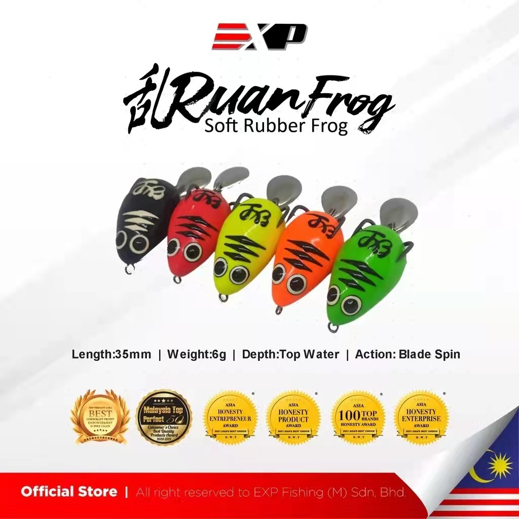 EXP RUAN FROG Soft Rubber Frog Expert For Snakehead Hunter Haruan/Toman ...