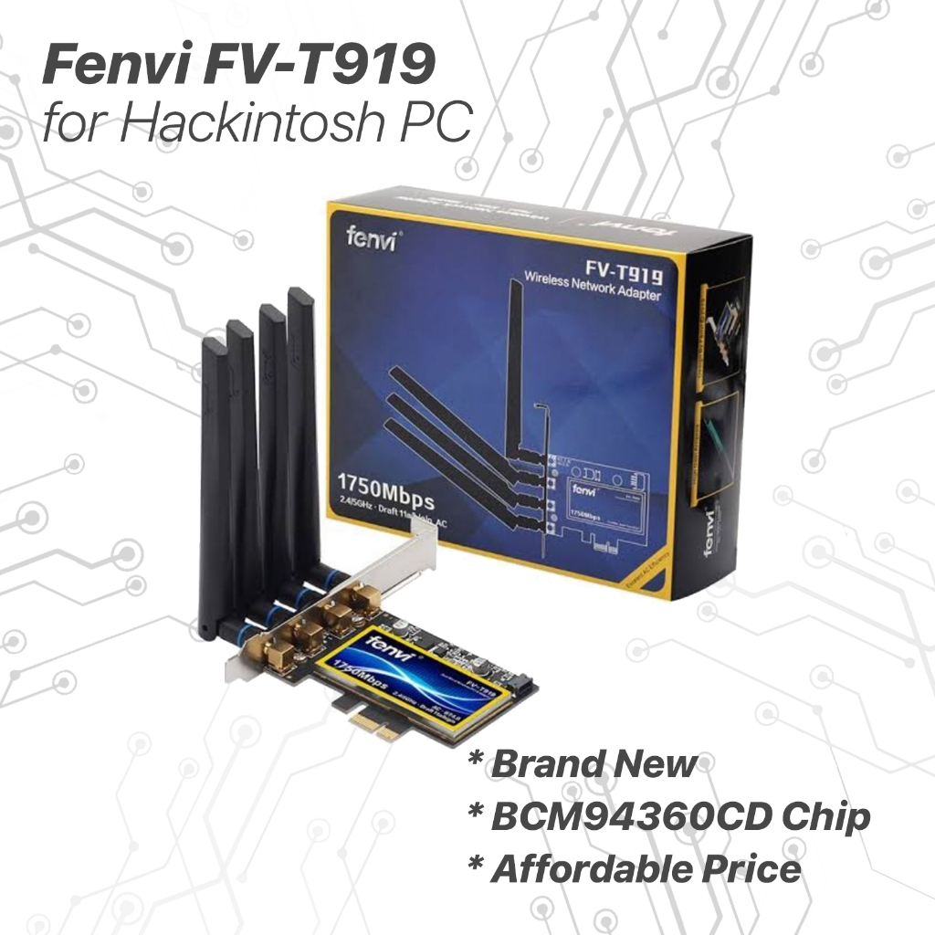 (READY STOCK!) Fenvi T919 1750Mbps Dual Band 802.11AC + Bluetooth 4.0 for Hackintosh / PC ...