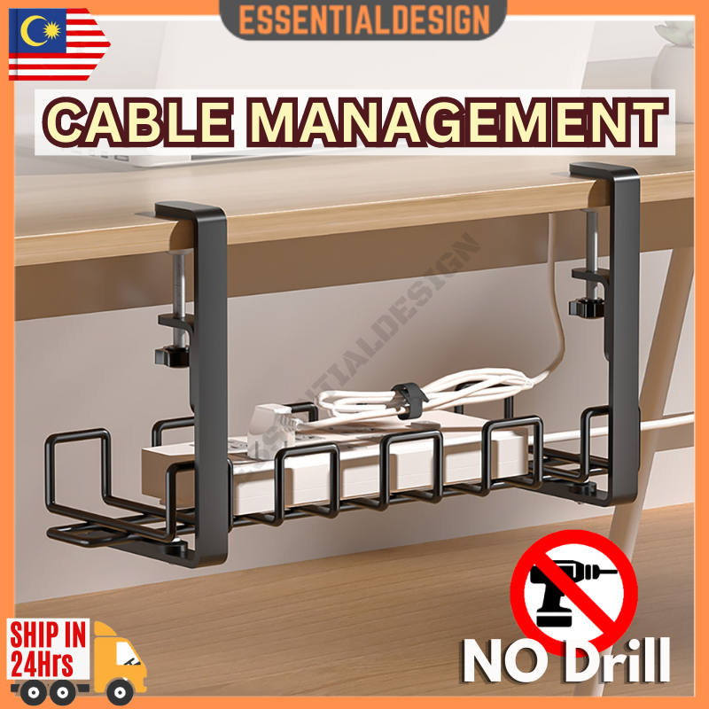 LOCAL READY Stainless Steel Under Desk Cable Management Tray Hidden ...